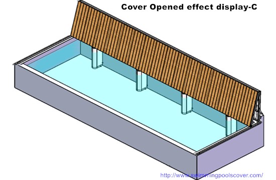 Folding Pool Cover System Demonstration For Opened And Closed Effects